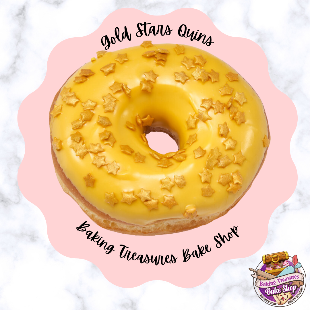 Gold Stars Quins 2 oz – Baking Treasures Bake Shop
