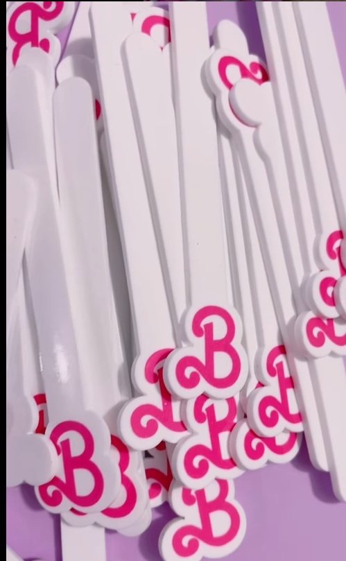 Letter B Acrylic Popsicle Sticks- White & Hot Pink – Baking Treasures ...