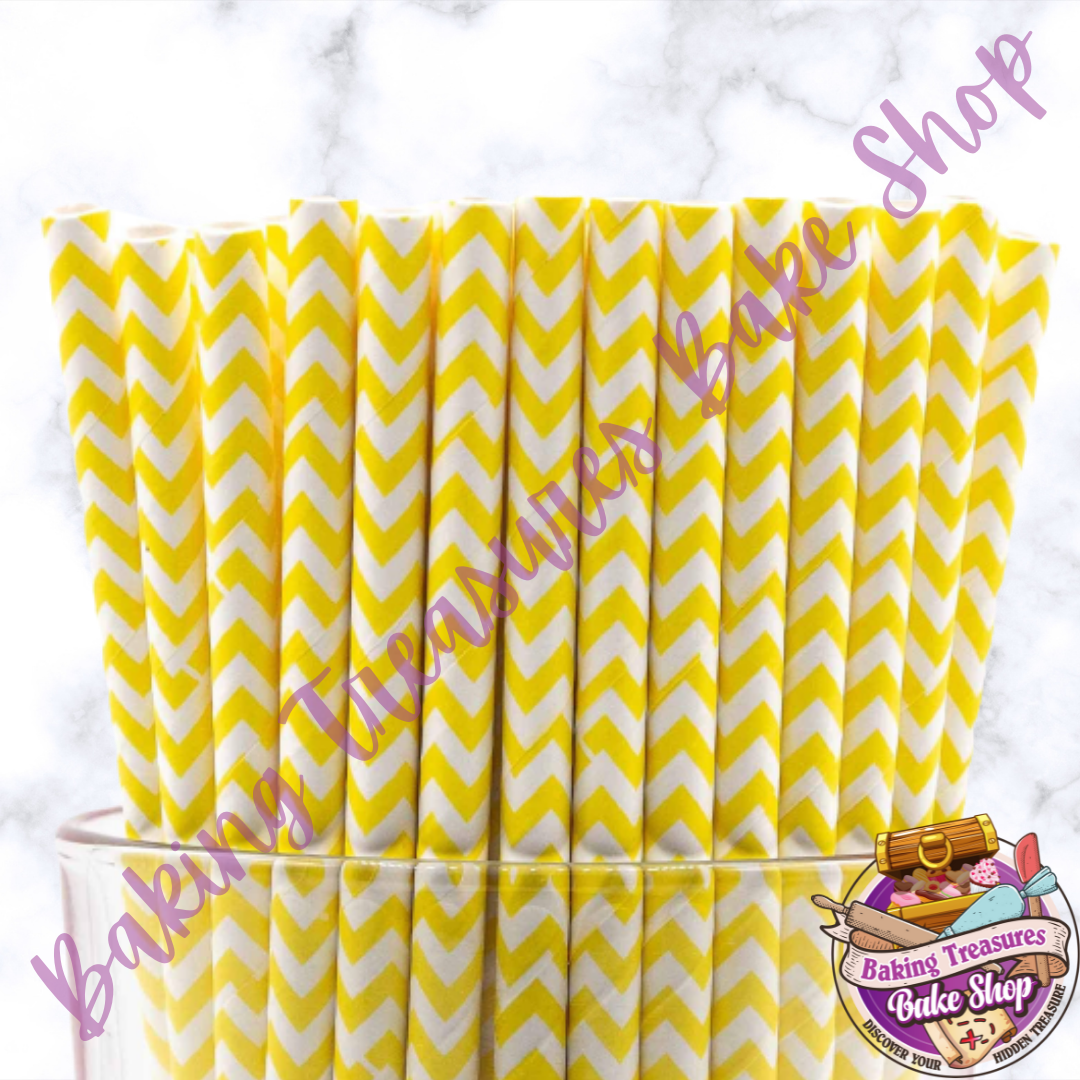 Yellow Chevron Paper Straws* – Baking Treasures Bake Shop