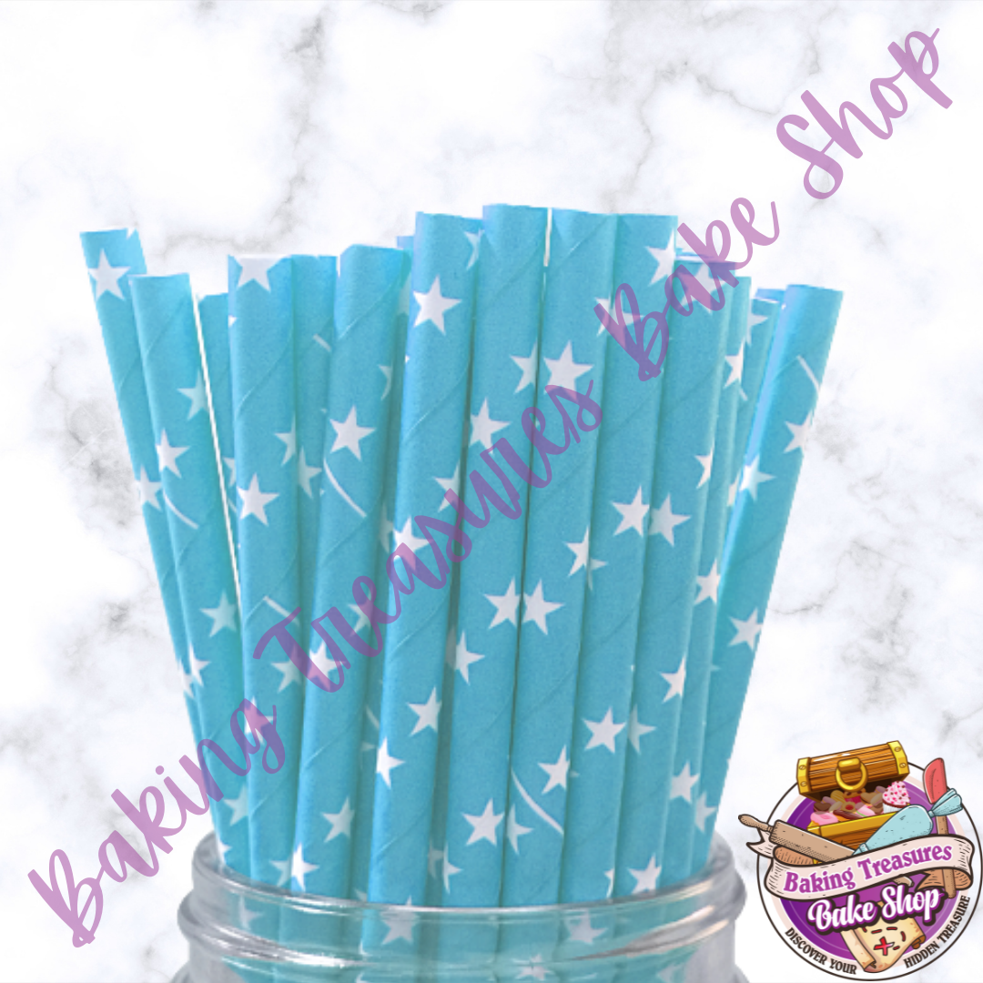 Light Blue Straws with Stars* – Baking Treasures Bake Shop
